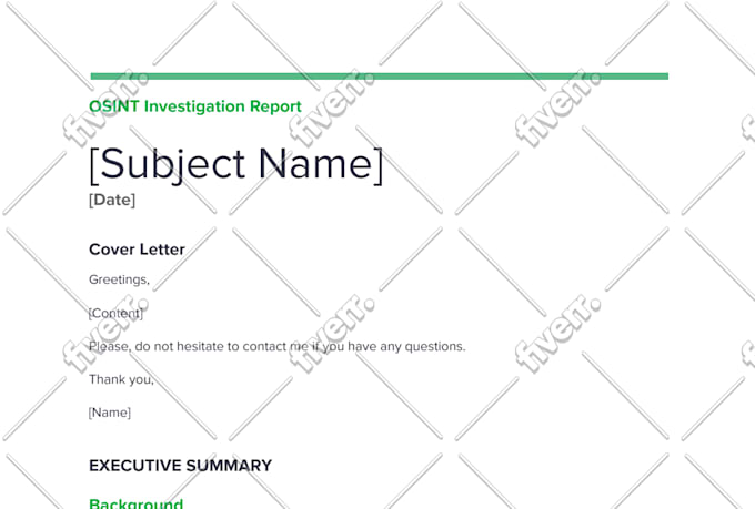Send you an osint investigation report template by Emilymrusnak | Fiverr
